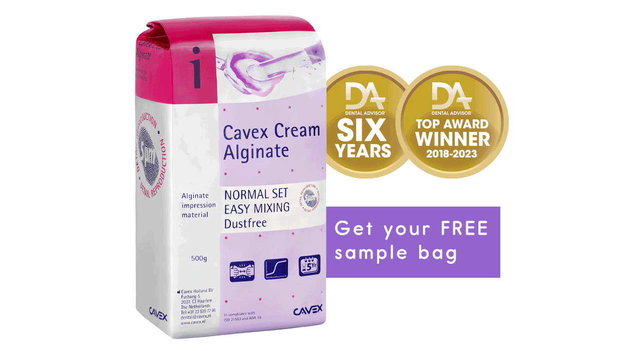 Get your free bag of Cream Alginate below - Cavex
